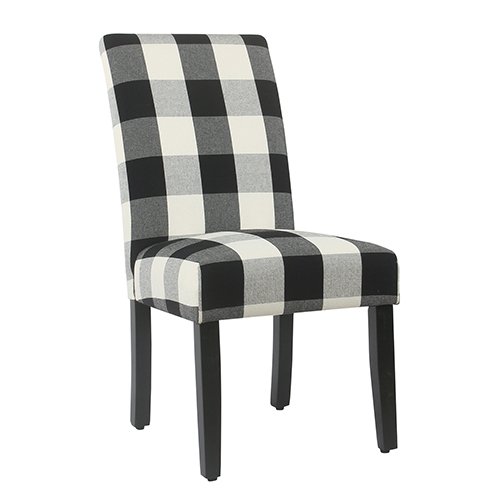 Meadow Lane Black Plaid Parsons Dining Chair - Set of 2, Wood