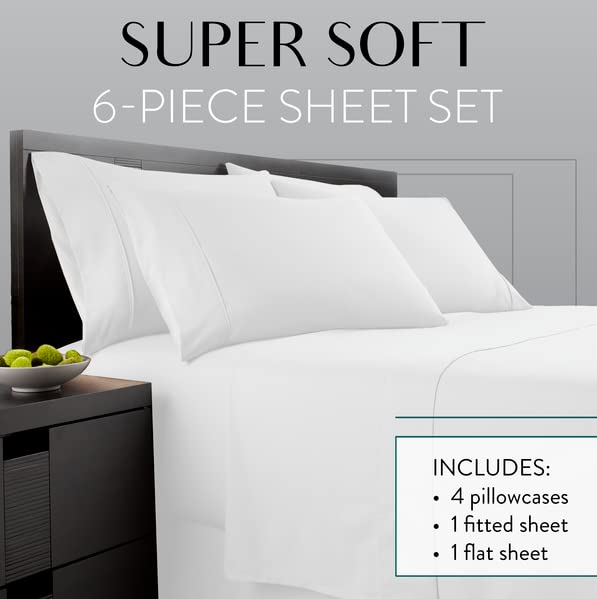 Danjor Linens Soft Bedding & Pillowcases Bed Linen Set with Deep Pockets, Queen, White