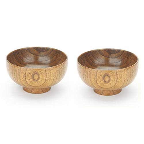 JapanBargain 1653, Wooden Miso Soup Bowl Japanese Zen Style Dessert Salad Snack Rice Bowl, Set of 2