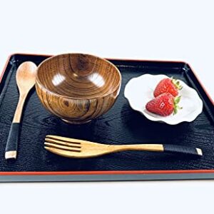 JapanBargain 1653, Wooden Miso Soup Bowl Japanese Zen Style Dessert Salad Snack Rice Bowl, Set of 2