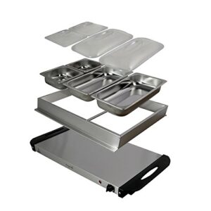 MegaChef Stainless Steel Housing Easy Clean Buffet Server & Food Warmer With 4 Sectional Trays