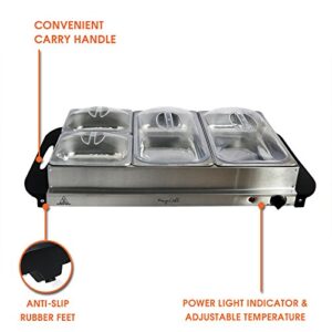 MegaChef Stainless Steel Housing Easy Clean Buffet Server & Food Warmer With 4 Sectional Trays