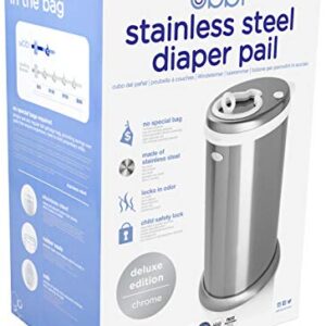 Ubbi Steel Odor Locking, No Special Bag Required, Money Saving, Awards-Winning, Modern Design Registry Must-Have Diaper Pail, Chrome