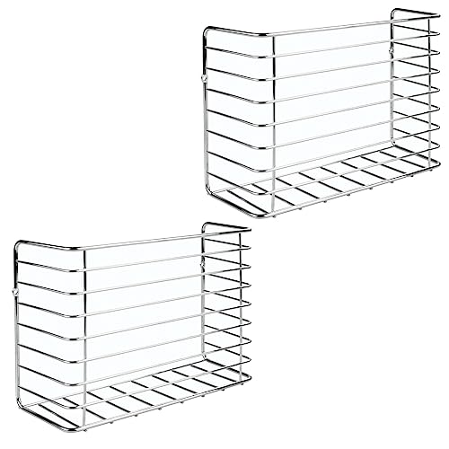 mDesign Steel Metal Wire Wall Mount Kitchen Storage Organizer Basket - Cabinet Door Holder Bins for Bags, Tin Foil, Wax Paper, Cling Wrap - Concerto Collection - 2 Pack - Chrome