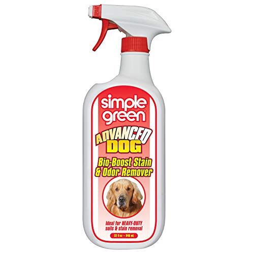 Simple Green Advanced Dog Stain & Odor Remover - Bacteria & Enzyme Cleaner for Large Dogs - Stain Remover for Carpet & Fabric – eliminates Urine Odor (32 oz Sprayer)