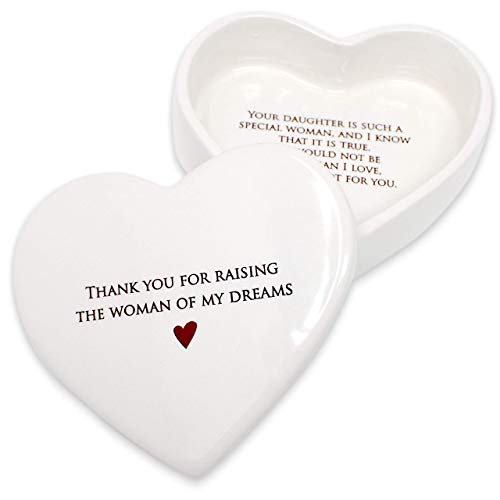 Susabella - Mother of the Bride Gift from Groom, Mom Wedding Gift or Mother's Day Gift from Son In-Law - Thank You for Raising the Woman of My Dreams - Ceramic Keepsake Heart Box