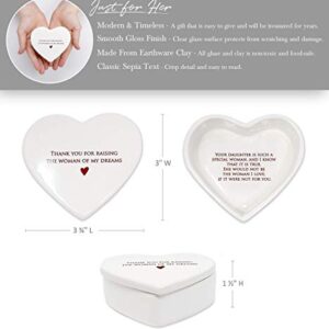 Susabella - Mother of the Bride Gift from Groom, Mom Wedding Gift or Mother's Day Gift from Son In-Law - Thank You for Raising the Woman of My Dreams - Ceramic Keepsake Heart Box