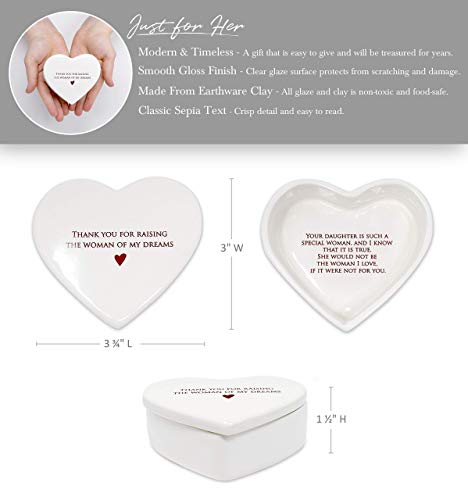 Susabella - Mother of the Bride Gift from Groom, Mom Wedding Gift or Mother's Day Gift from Son In-Law - Thank You for Raising the Woman of My Dreams - Ceramic Keepsake Heart Box