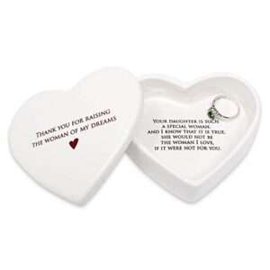 Susabella - Mother of the Bride Gift from Groom, Mom Wedding Gift or Mother's Day Gift from Son In-Law - Thank You for Raising the Woman of My Dreams - Ceramic Keepsake Heart Box