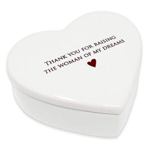 Susabella - Mother of the Bride Gift from Groom, Mom Wedding Gift or Mother's Day Gift from Son In-Law - Thank You for Raising the Woman of My Dreams - Ceramic Keepsake Heart Box