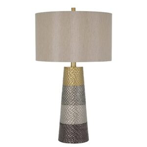 Catalina 20695-001 Modern Hammered Metal Striped Table Lamp, LED Bulb Included, 31.5", Brown