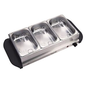 MegaChef Stainless Steel Easy Clean Buffet Server & Food Warmer With 3 Sectional Trays