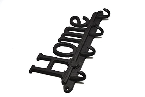 Cast Iron Decorative Wall Organizer Hooks - Home Decor Key Rack - Four Hanging Hooks - Hat Hooks, Bag, Coat Rack, Towel Hook, Accessories (12” x 6” x 1.5”)