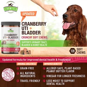 Cranberry Supplement for Dogs -120 Grain Free Dog Treats - Cranberry Chews for Urinary Tract Infection Treatment UTI Relief Bladder Control Support UT Incontinence - D-Mannose, Organic Echinacea, USA