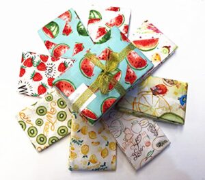 stitch & sparkle 8 pcs 18" by 21" fat quarter bundle, fruity, quilt, crafts, sewing