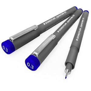 staedtler 308 pigment liner fineliner – 0.3mm – pack of 3 – blue