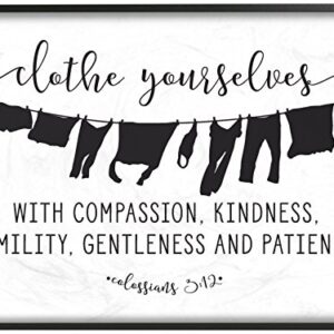 The Stupell Home Decor Collection Clothe Yourselves with Compassion Clothesline Black Framed Wall Art, 16 x 20, Multi-Color