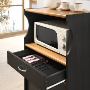 HODEDAH IMPORT Microwave Cart with One Drawer, Two Doors, and Shelf for Storage, Black-Beech.