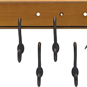 Franklin Brass R32855K-220-R Light Duty Scroll Hook Rack,16 in. Honey Maple & Statuary Bronze