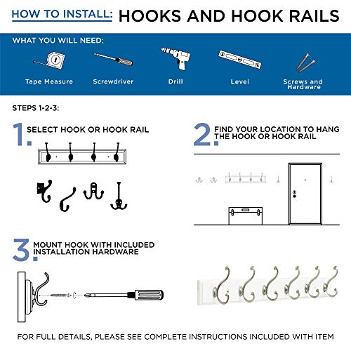 Franklin Brass R32855K-220-R Light Duty Scroll Hook Rack,16 in. Honey Maple & Statuary Bronze