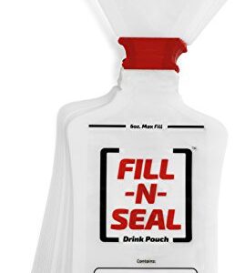 Fill-N-Seal (25) 6oz Liquid Heat Sealed Pouches, No Funnel Needed, TSA Approved, 100% Flexible, and BPA Free!