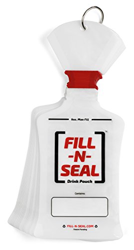 Fill-N-Seal (25) 6oz Liquid Heat Sealed Pouches, No Funnel Needed, TSA Approved, 100% Flexible, and BPA Free!