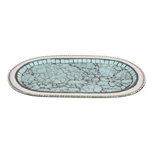 nu steel iceberg collection amenity, metal cosmetic organizer, hand towel storage tray, bathroom vanity countertop, aqua mosaic finish