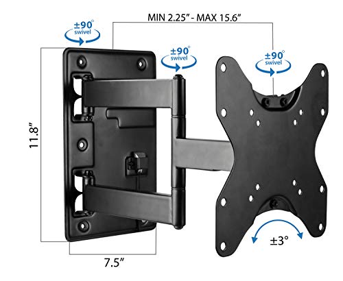 Mount-It! Lockable RV TV Wall Mount with Quick Release, Full Motion Flat Screen Bracket for Campers, Travel Trailers, RVs, Motorhomes and Marine Boats, Fits Most 23-43" VESA 100, 200, 77 Lbs Capacity