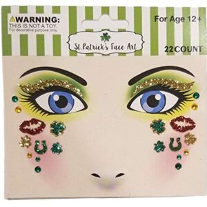 St Patrick's Day Tattoos - Temporary Glitter Face Art | Embellishments Costume for Parade Party School | Over 125 Pieces