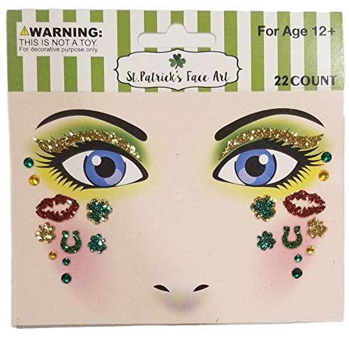 St Patrick's Day Tattoos - Temporary Glitter Face Art | Embellishments Costume for Parade Party School | Over 125 Pieces