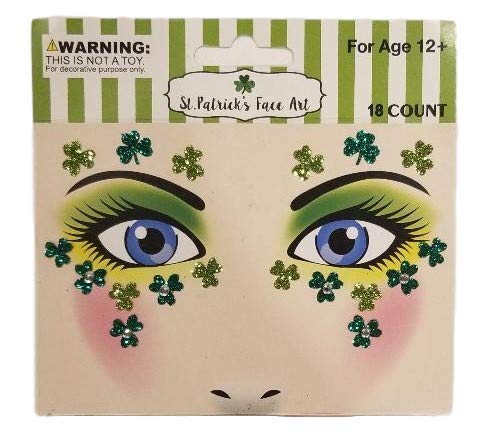 St Patrick's Day Tattoos - Temporary Glitter Face Art | Embellishments Costume for Parade Party School | Over 125 Pieces