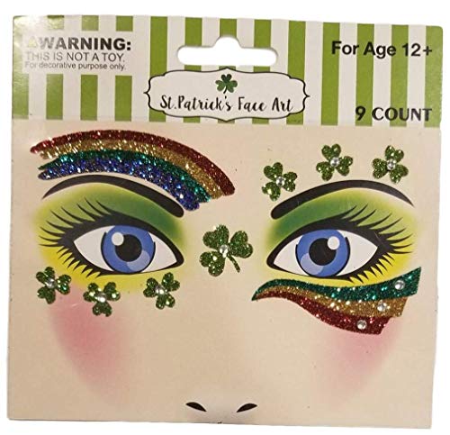 St Patrick's Day Tattoos - Temporary Glitter Face Art | Embellishments Costume for Parade Party School | Over 125 Pieces