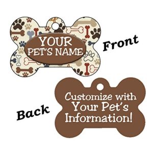 udesignusa cute bones and paws pet id dog tag personalized for your pet (brown)