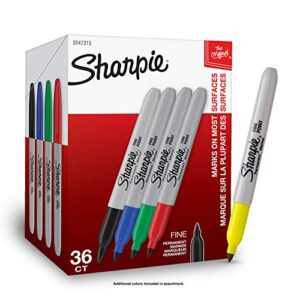 sharpie permanent markers, fine point, assorted colors, 36 pack