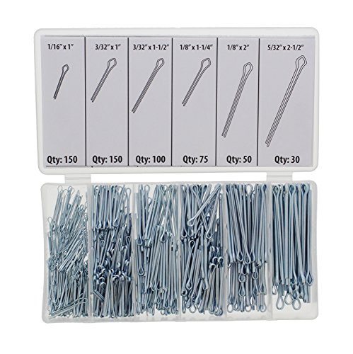 ABN Cotter Pin Key 555 pc Assortment Set, 1/16 x 1 to 5/32 x 2-1/2 Inch – Steel Locking Automotive Axle Trailer Pins