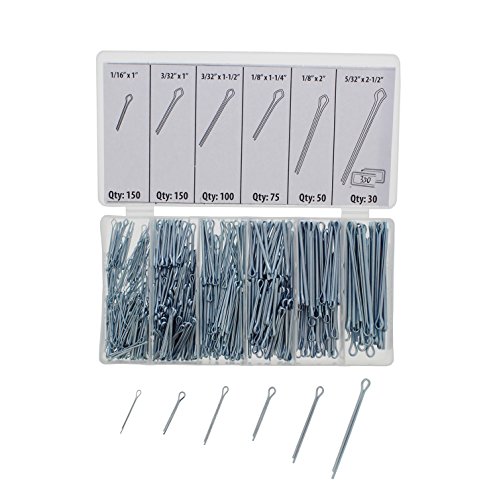 ABN Cotter Pin Key 555 pc Assortment Set, 1/16 x 1 to 5/32 x 2-1/2 Inch – Steel Locking Automotive Axle Trailer Pins