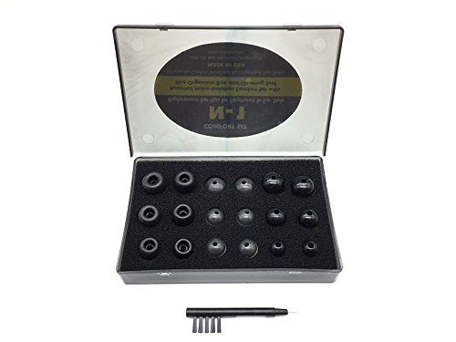 NICKSTON N-1 Assorted Ear Tips Set Compatible with in Ear Earphones with 2.0mm to 3.5mm Nozzle Attachment - Replacement Adapters Gels Buds with Box Organizer and Cleaning Tool