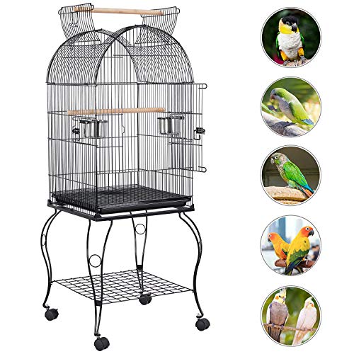 Yaheetech 59-inch Dome Open Top Large Medium Parrot Bird Cage On Stand for Sun Parakeets Conures Quaker Parrot Rolling Cockatiel Bird Cage