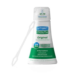 smartmouth original activated mouthwash & tongue cleaner, bad breath support, mint