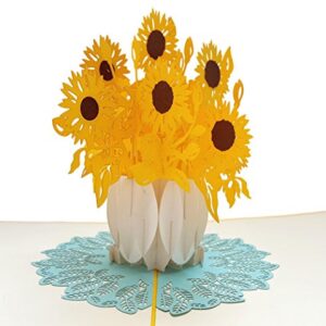 iGifts and Cards Inspirational Sunflowers 3D Pop Up Greeting Card - Handmade Birthday Gift for Women, Unique Mother's Day Celebration, Teacher Appreciation Present, Retirement, Thinking of You - 6"x6"