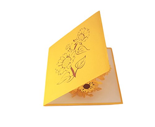 iGifts and Cards Inspirational Sunflowers 3D Pop Up Greeting Card - Handmade Birthday Gift for Women, Unique Mother's Day Celebration, Teacher Appreciation Present, Retirement, Thinking of You - 6"x6"