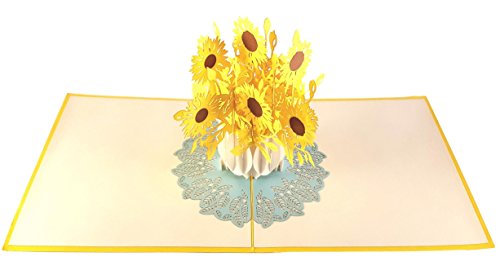 iGifts and Cards Inspirational Sunflowers 3D Pop Up Greeting Card - Handmade Birthday Gift for Women, Unique Mother's Day Celebration, Teacher Appreciation Present, Retirement, Thinking of You - 6"x6"