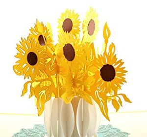 iGifts and Cards Inspirational Sunflowers 3D Pop Up Greeting Card - Handmade Birthday Gift for Women, Unique Mother's Day Celebration, Teacher Appreciation Present, Retirement, Thinking of You - 6"x6"