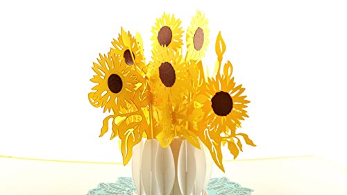 iGifts and Cards Inspirational Sunflowers 3D Pop Up Greeting Card - Handmade Birthday Gift for Women, Unique Mother's Day Celebration, Teacher Appreciation Present, Retirement, Thinking of You - 6"x6"