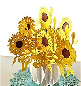 iGifts and Cards Inspirational Sunflowers 3D Pop Up Greeting Card - Handmade Birthday Gift for Women, Unique Mother's Day Celebration, Teacher Appreciation Present, Retirement, Thinking of You - 6"x6"