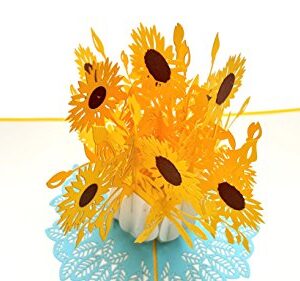 iGifts and Cards Inspirational Sunflowers 3D Pop Up Greeting Card - Handmade Birthday Gift for Women, Unique Mother's Day Celebration, Teacher Appreciation Present, Retirement, Thinking of You - 6"x6"