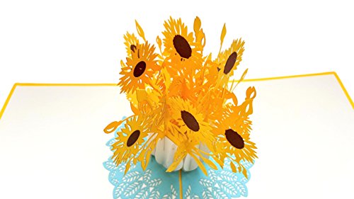 iGifts and Cards Inspirational Sunflowers 3D Pop Up Greeting Card - Handmade Birthday Gift for Women, Unique Mother's Day Celebration, Teacher Appreciation Present, Retirement, Thinking of You - 6"x6"