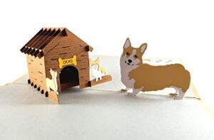 igifts and cards mama corgis n puppies 3d pop up greeting card - cute, canine, pet, dog, doggies, half-fold, happy birthday, just because, thinking of you, baby shower, retirement, friendship, fun