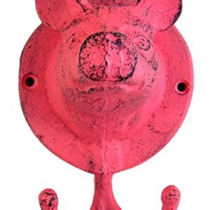 Home Originality Pink Pig Head Cast Iron Wall Hook 5 1/2 Inch