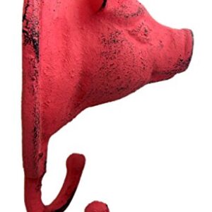 Home Originality Pink Pig Head Cast Iron Wall Hook 5 1/2 Inch